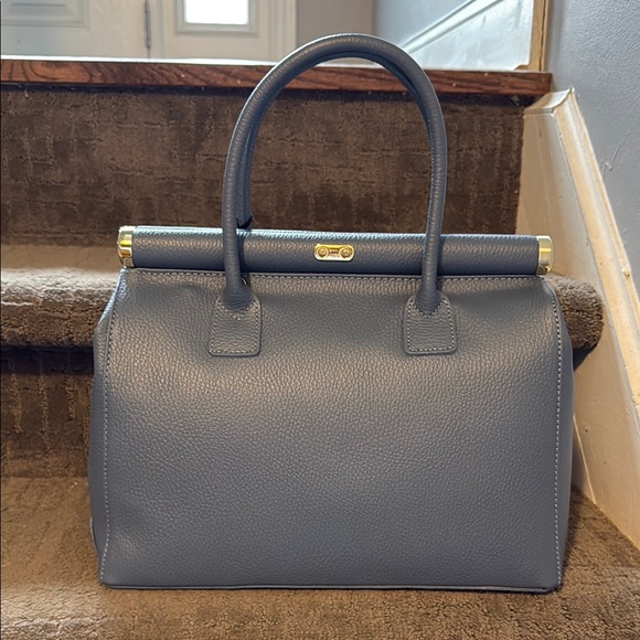 gavelux | Bags | Nwt Made In Italy Blue Ladylike Satchel Top Frame ...
